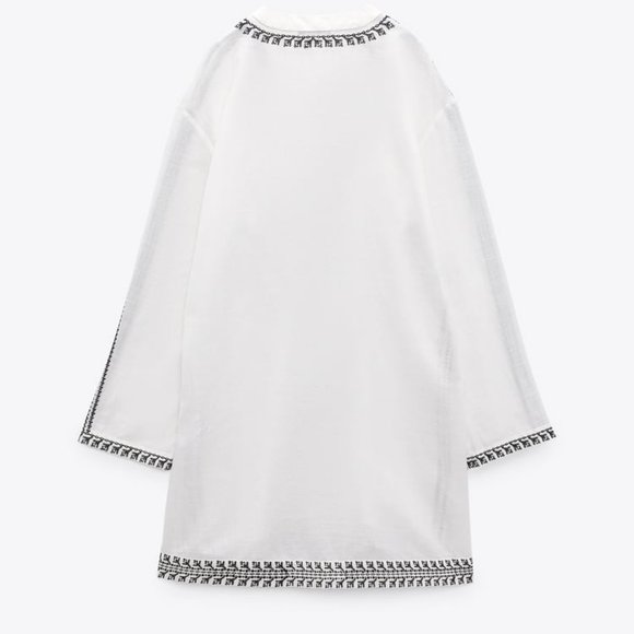 Zara | Dresses | Zara Embroidered Tunic Dress White Size L | Poshmark
